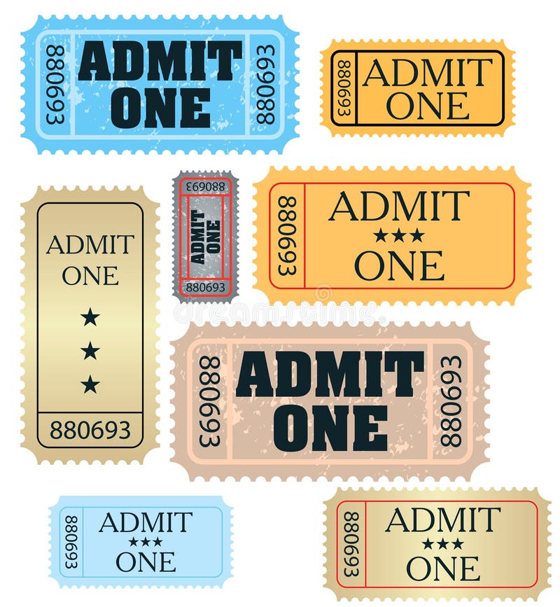 Admit ticket one set stock vector. Illustration of event - 15911741