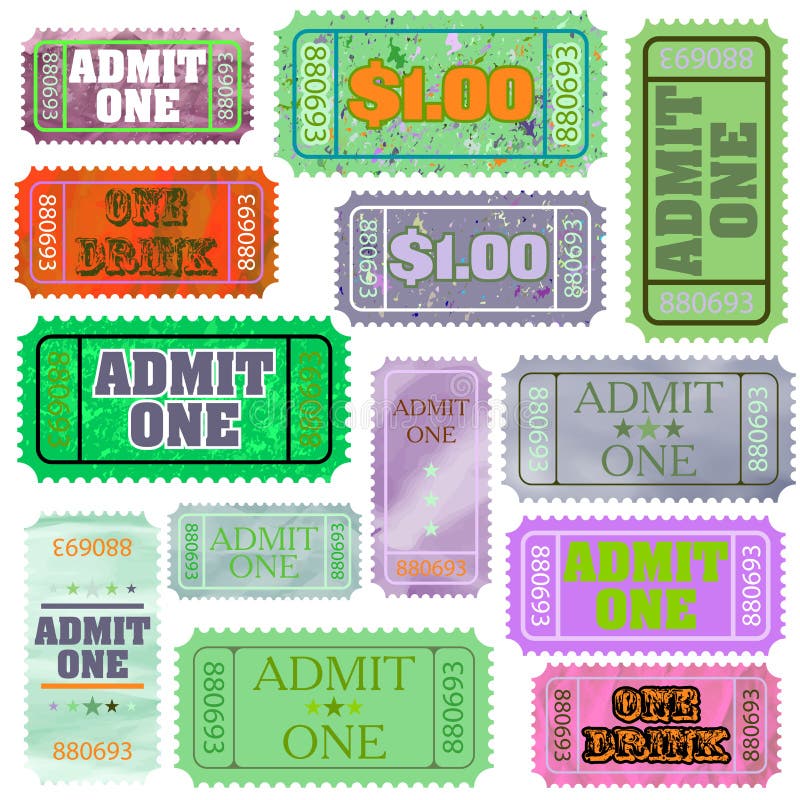 Ticket Admit. Admit One Ticket Icons. Stock Vector - Illustration of ...