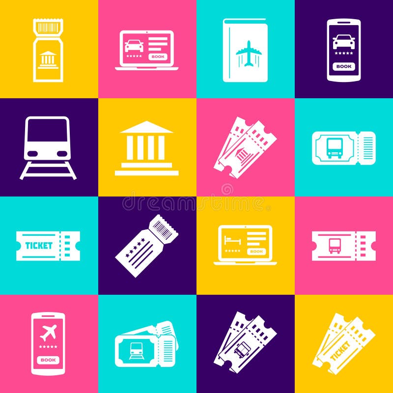 Set Ticket, Bus Ticket, Cover Book Travel Guide, Museum Building, Train ...
