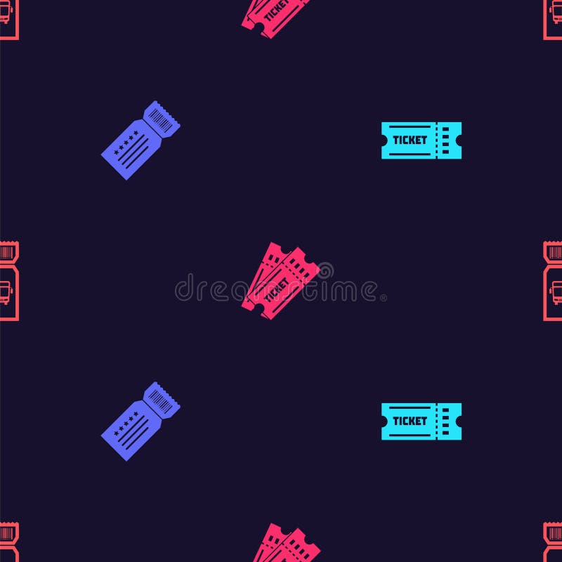 Set Ticket, , and Bus Ticket on Seamless Pattern. Vector Stock ...