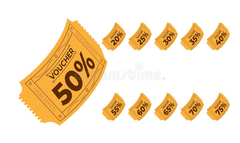 Set Ticket Discount Label Voucher Price Tag Template Editable Stroke ...