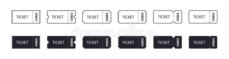 Set of Ticket Icons. Line and Flat Design Stock Vector - Illustration ...