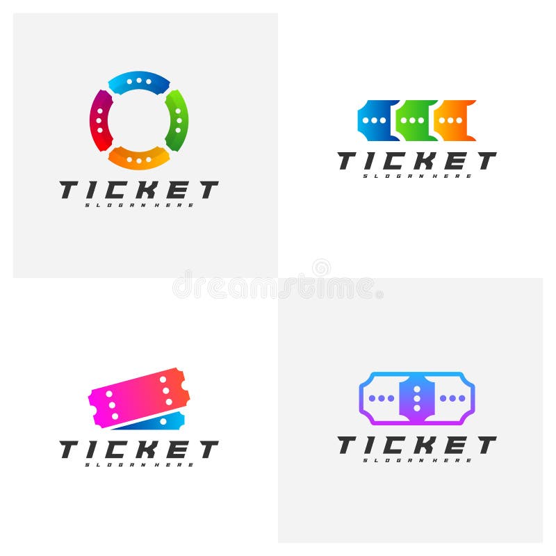 Set of Ticket Logo Design Concept Vector, Template, Creative Design ...