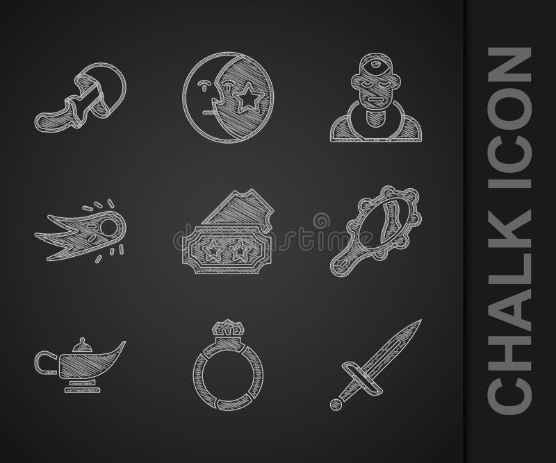 Set Ticket, Magic Stone Ring with Gem, Dagger, Hand Mirror, Lamp ...