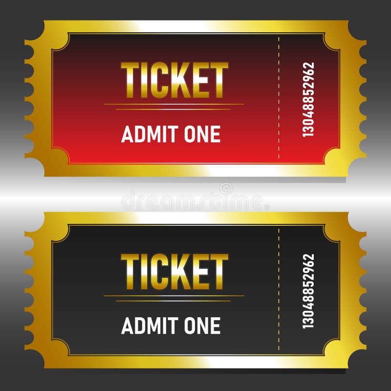 Set of tickets in gold stock vector. Illustration of entry - 233835199