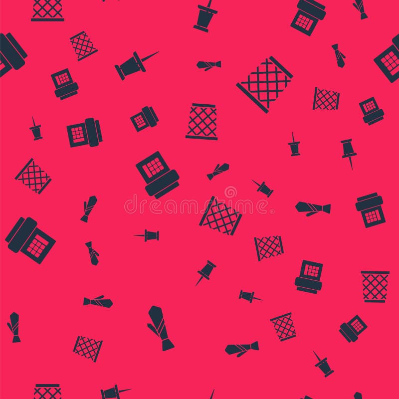 Set Tie, Push Pin, Telephone and Trash Can on Seamless Pattern. Vector ...