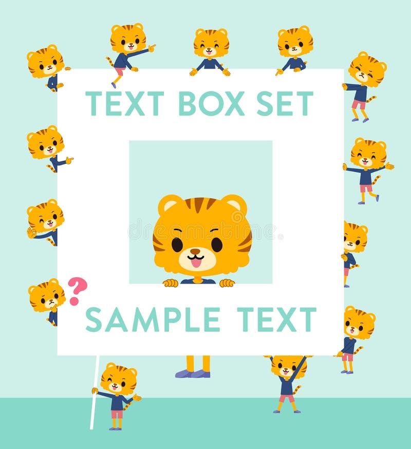 A Set of Tiger Boy with a Message Board Stock Vector - Illustration of ...