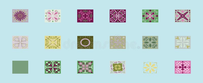 Set of Tiles Cartoon Icon Design Template with Various Models. Vector ...
