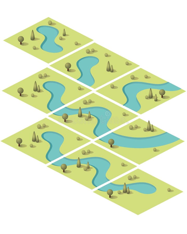 Pixel Art River Tilesets. Water, Grass and Land Stock Vector ...