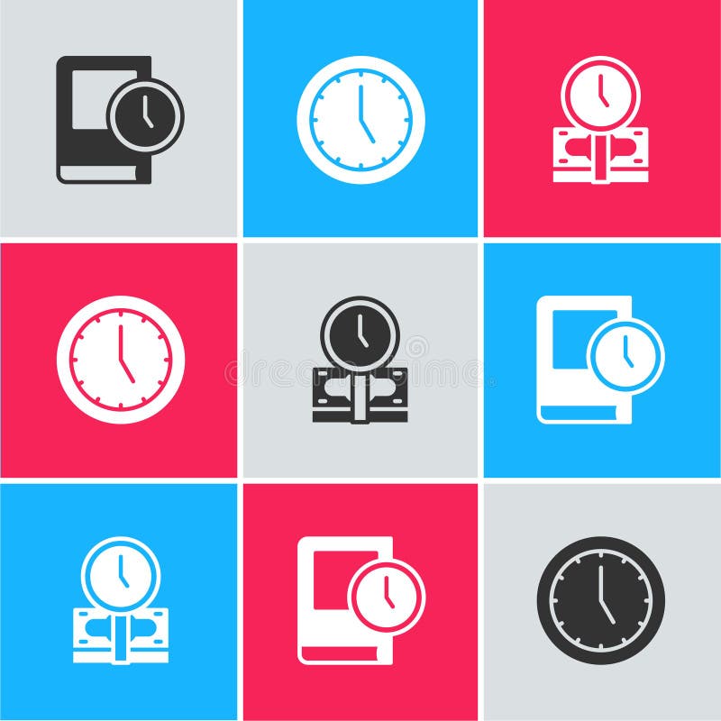 Set Time for Book, Clock and is Money Icon. Vector Stock Vector ...