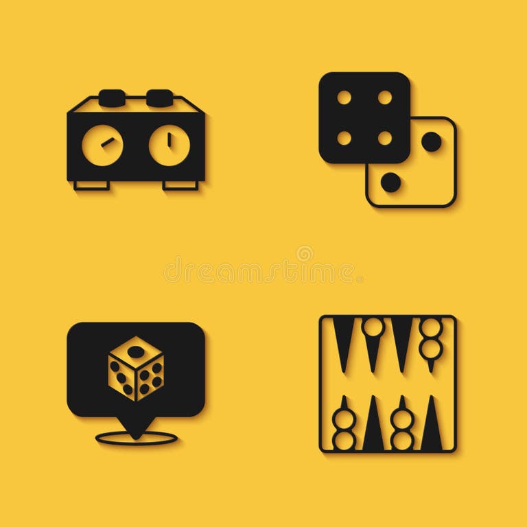 Set Time Chess Clock, Backgammon Board, Game Dice and Icon with Long ...