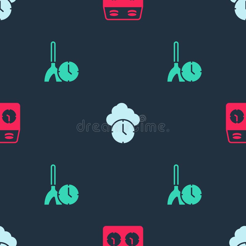 Set Time Chess Clock, Clock and Cleaning Time on Seamless Pattern ...