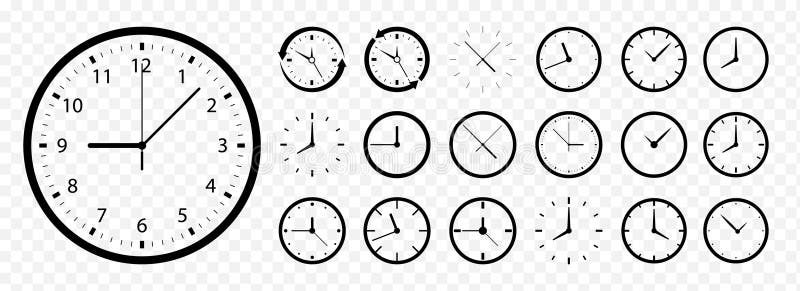 Set of Time Clock Icons. Circle Clock Icons Collection Stock Vector ...