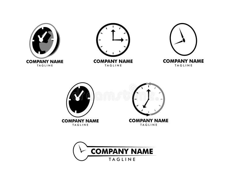Set of Time Clock Logo Design Template Stock Vector - Illustration of ...