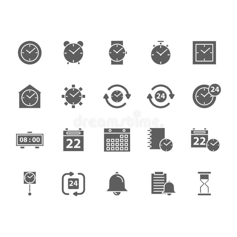 Set of Time Concept Icons. Vector Illustration Decorative Design Stock ...