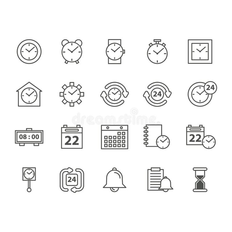 Set of Time Concept Icons. Vector Illustration Decorative Design Stock ...
