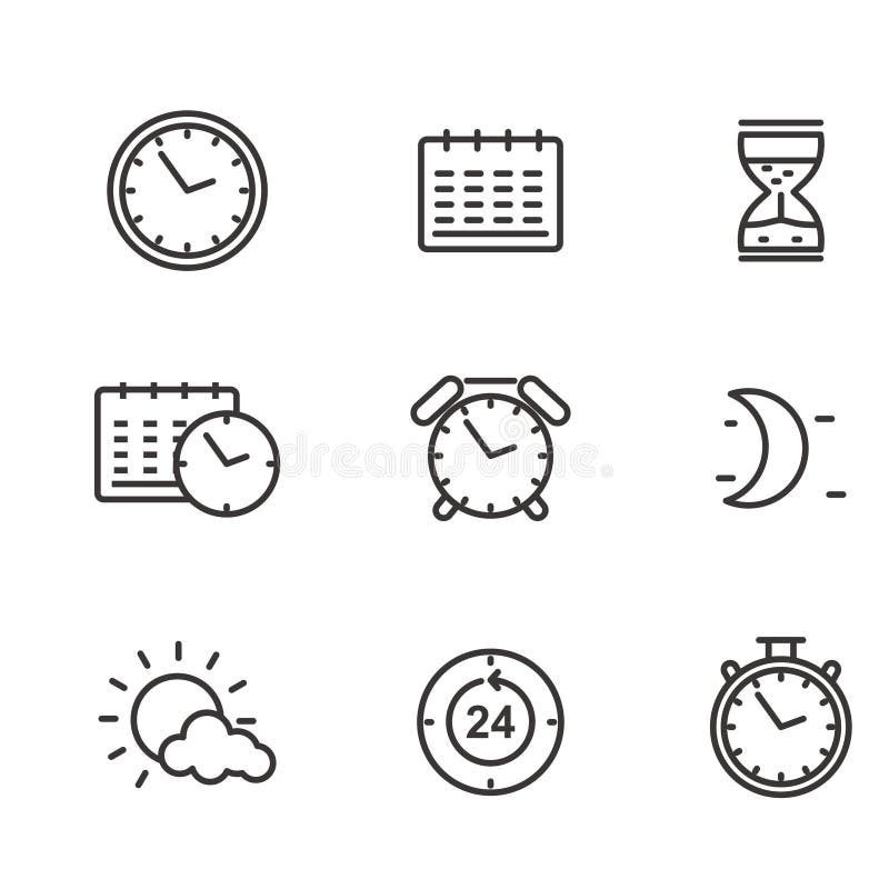 Date and Time Icons Collection in Flat Design Stock Vector ...