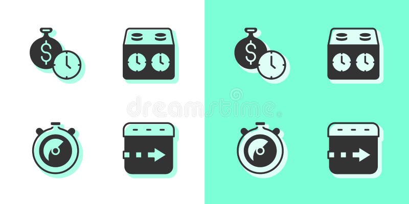 Set Time Flies on the Clock, is Money, Stopwatch and Chess Icon. Vector ...