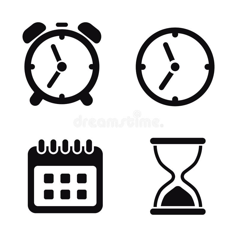 Set of Time and Calendar Icons in Cute Doodle Style Stock Vector ...