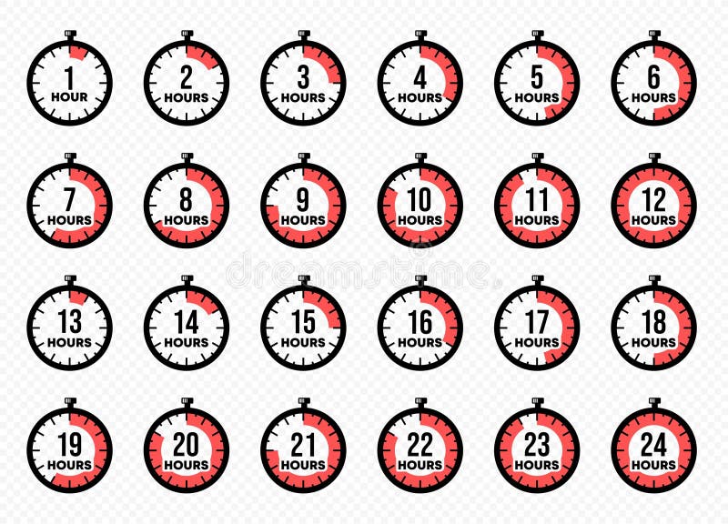 Set of Time Intervals from 1 Hour To 24 Vector Stock Vector ...
