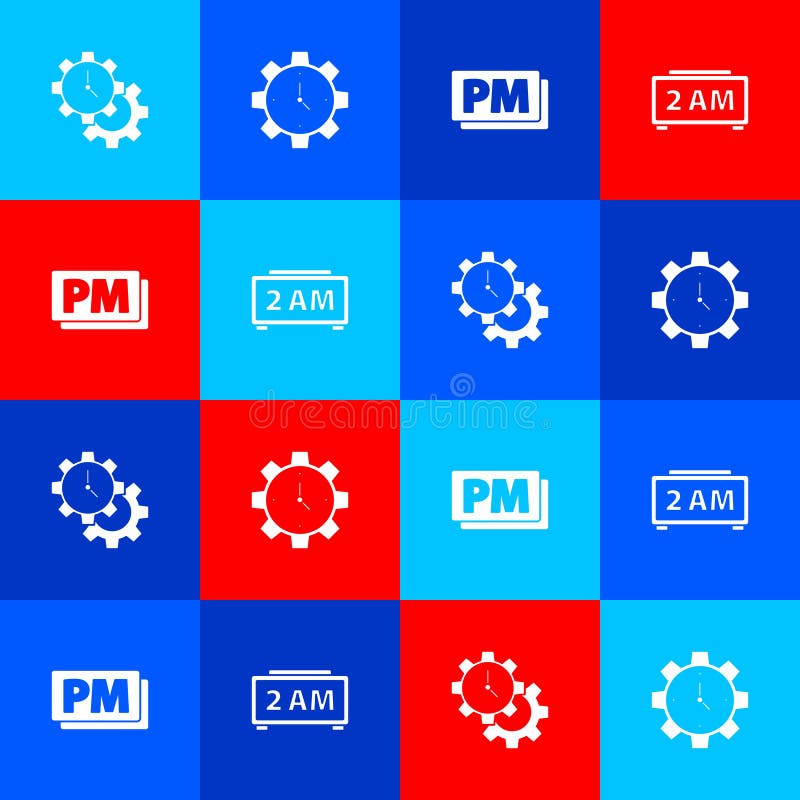 Set Time Management, , Clock PM and Digital Alarm Clock Icon. Vector ...