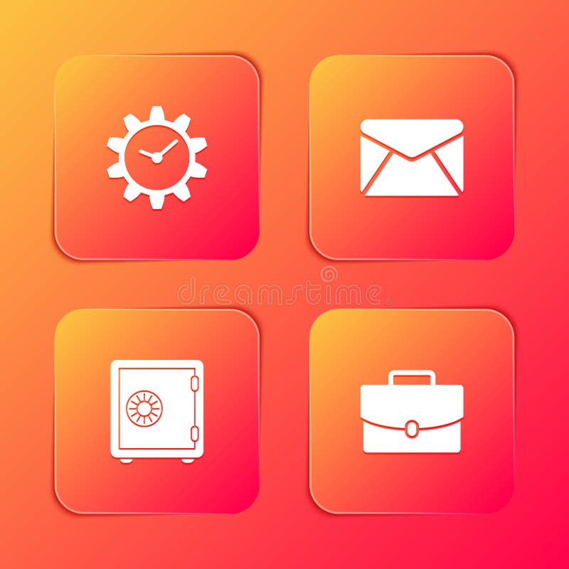Set Time Management, Envelope, Safe and Briefcase Icon. Vector Stock ...