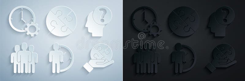 Set Time Management, Human Head with Question Mark, Users Group, Piece ...