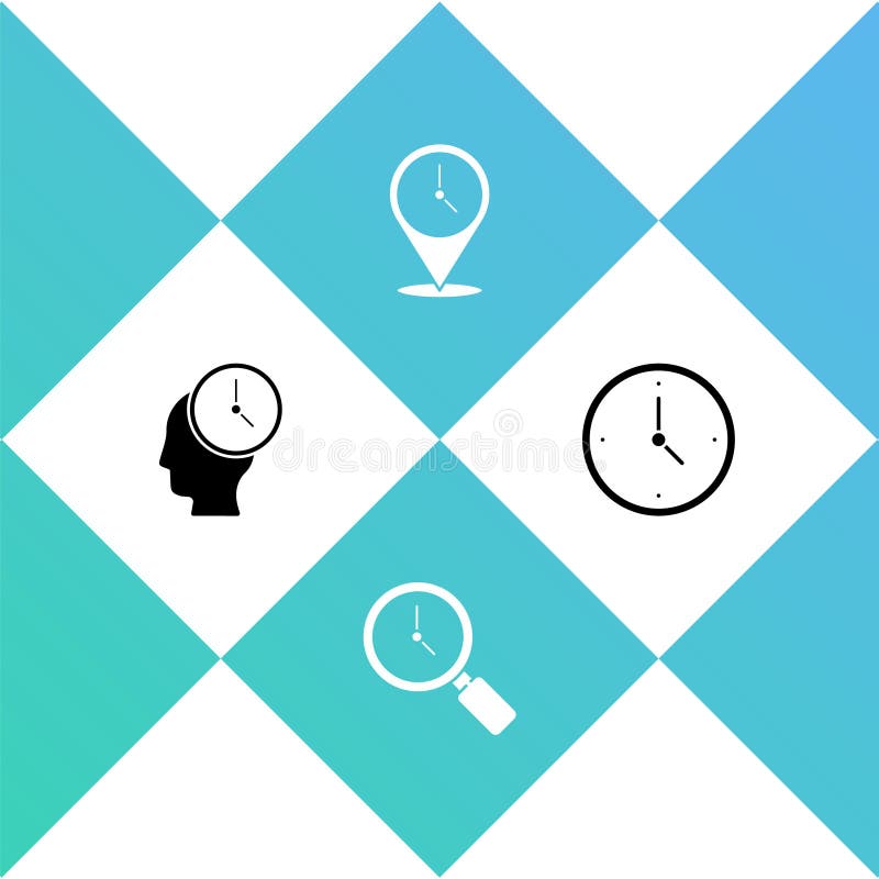 Set Time Management, Magnifying Glass with Clock, Location and Clock ...