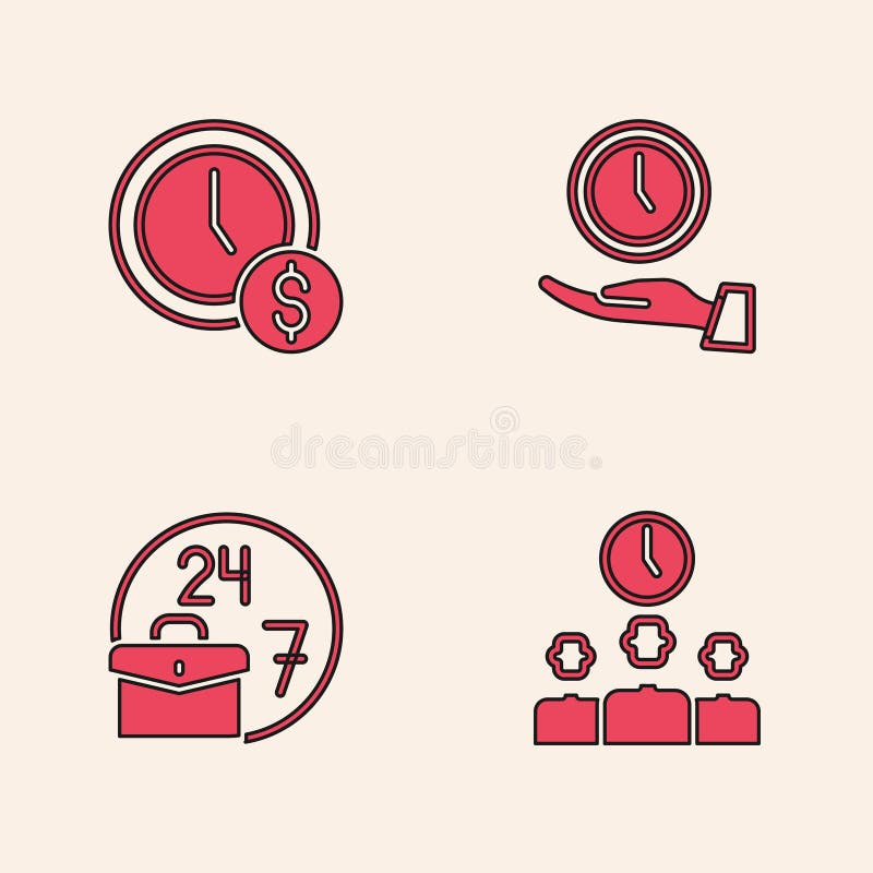 Set Time Management, is Money, Clock and always Busy Icon. Vector Stock ...