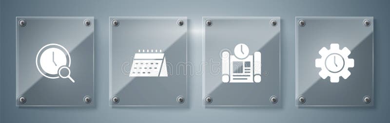 Set Time Management, Project Time Plan, Calendar and Magnifying Glass ...