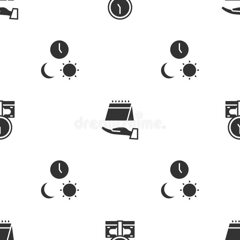 Set Time is Money, Calendar and Day and Night with Time on Seamless ...
