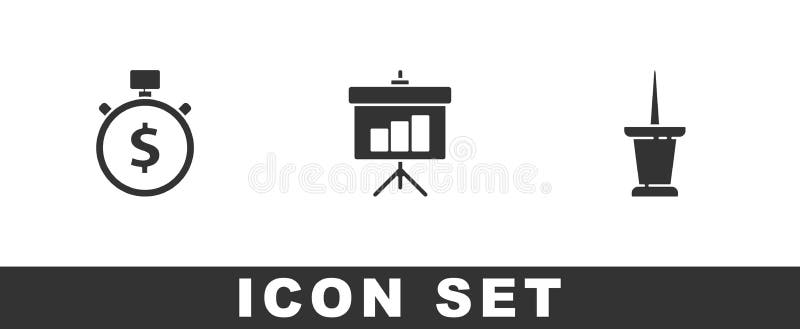 Set Time is Money, Chalkboard with Diagram and Push Pin Icon. Vector ...