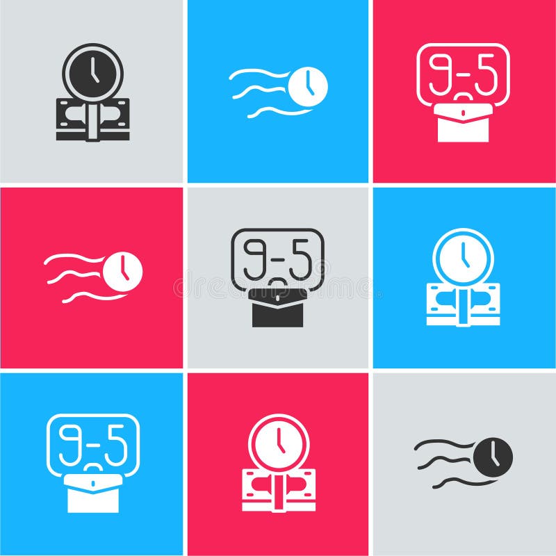 Set Time is Money, Flies the Clock and from 9 Icon. Vector Stock Vector ...