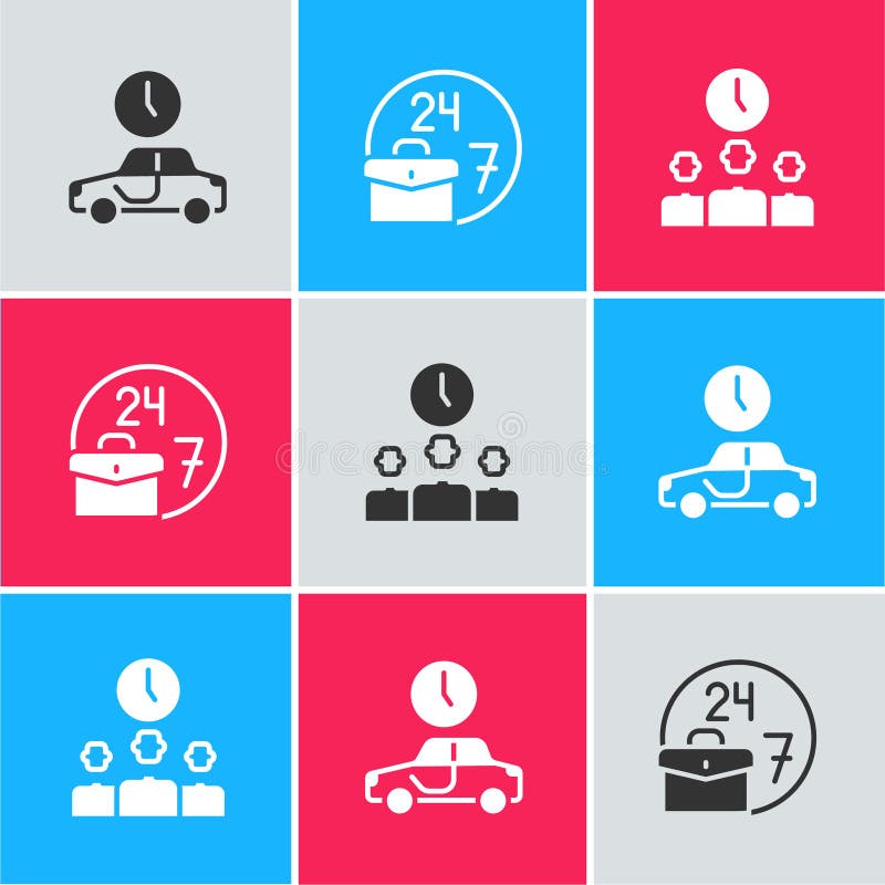Set Time To Travel, always Busy and Management Icon. Vector Stock ...