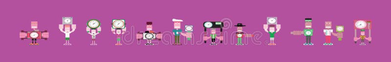 Set of Time Zone with Cartoon Character. Cartoon Icon Design Template ...