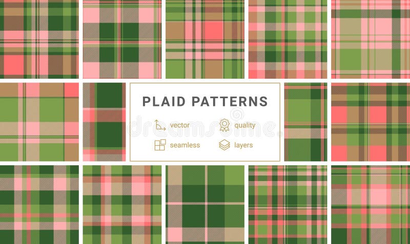 A Set of Timeless Plaid Textile Designs Featuring Geometric Squares ...