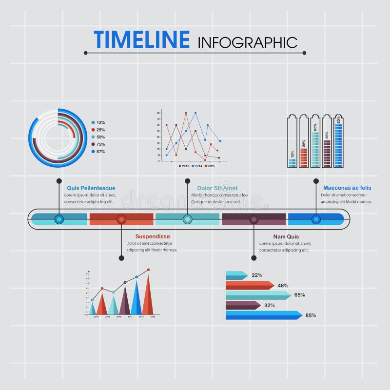 Creative 3D Timeline Infographic Set with Bar Chart, Pie Chart a Stock ...