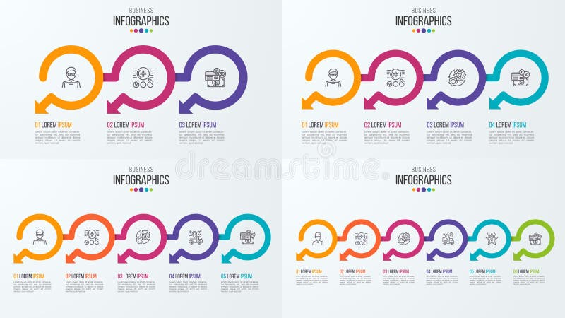 Set of Timeline Infographic Templates with Circular Arrows. Stock ...
