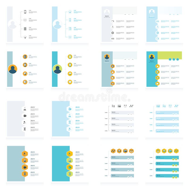 Set of Timeline Vectors Design 16 in 1 Stock Vector - Illustration of ...