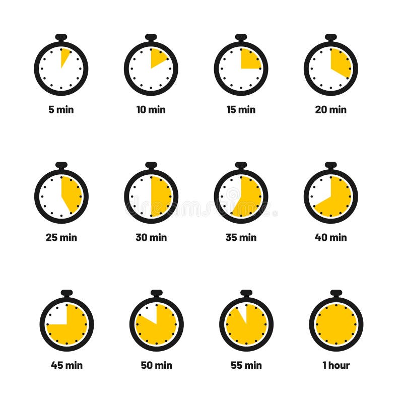 Set of Timer Clock Faces and Stopwatch Icons. the Countdown Timer ...