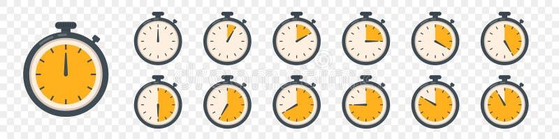 Set of Timer Clock Icons. Stopwatch Timer Collection Stock Vector ...
