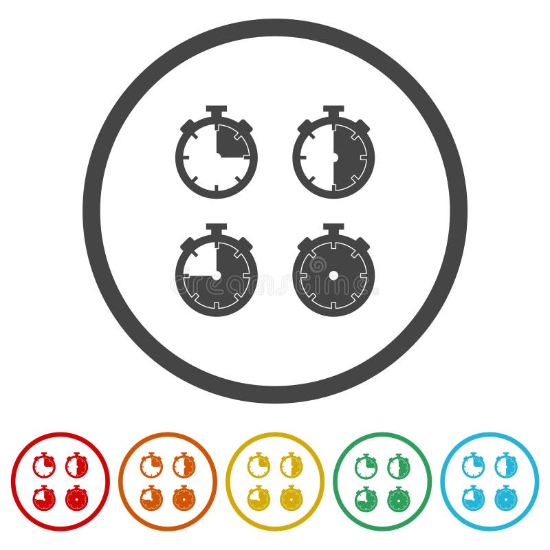 Set of Timer Icons in Color Circle Buttons Stock Vector - Illustration ...