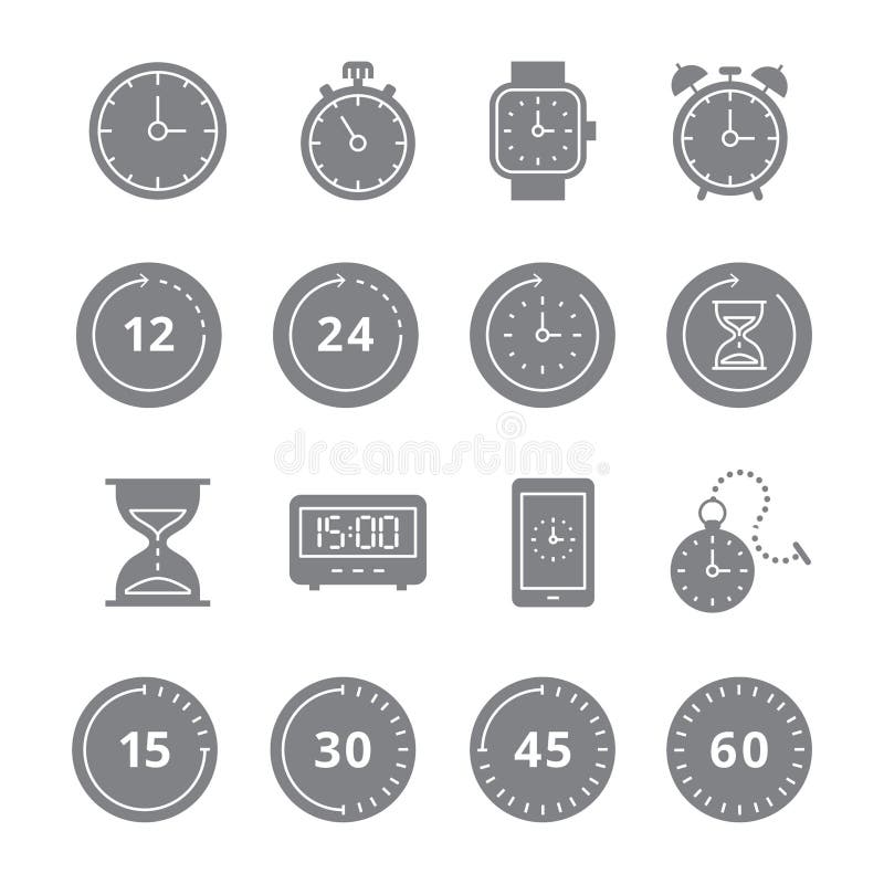 Set of Timer Icons. Vector Illustration Decorative Design Stock Vector ...