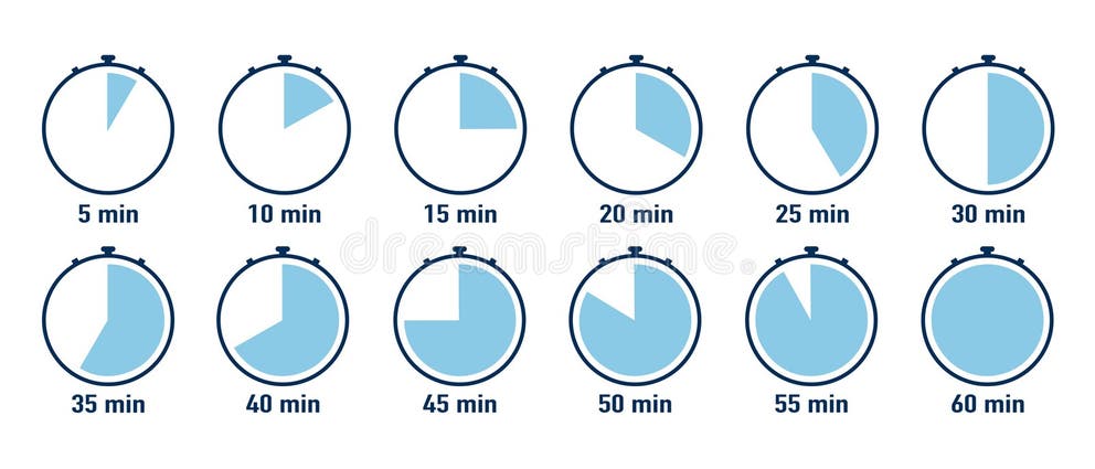 Set of Timers. Clock, Stopwatch Icons. Countdown Timer. Circle Clock ...