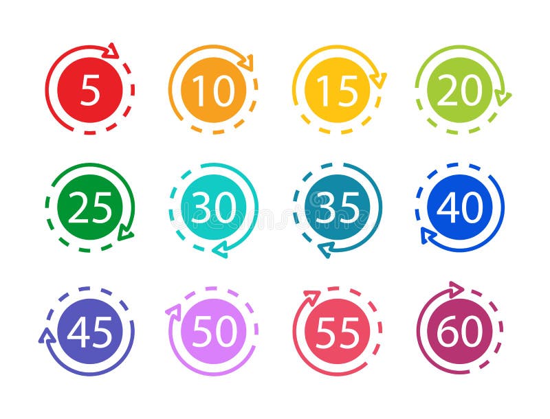 Set of Timers. Countdown Minutes. Vector Illustration. Stock ...