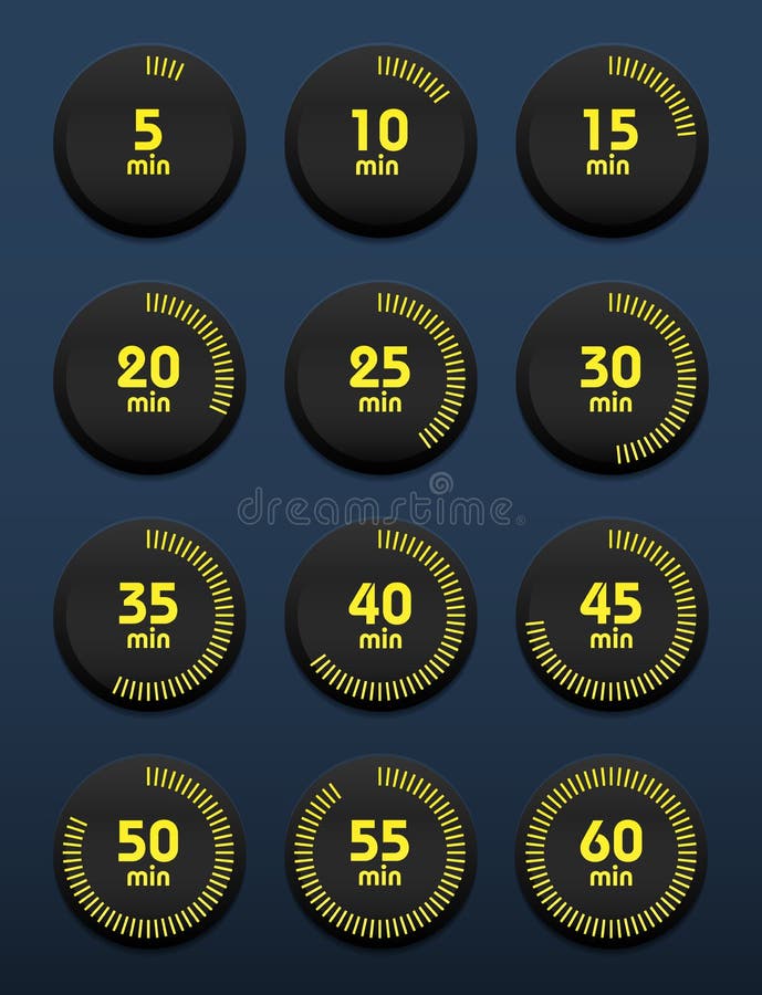 Set of Timers. Sign Icon. Full Rotation Arrow Timer. Colored Flat Icons ...