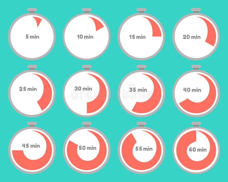Set of Timers with Time Intervals Stock Vector - Illustration of time ...
