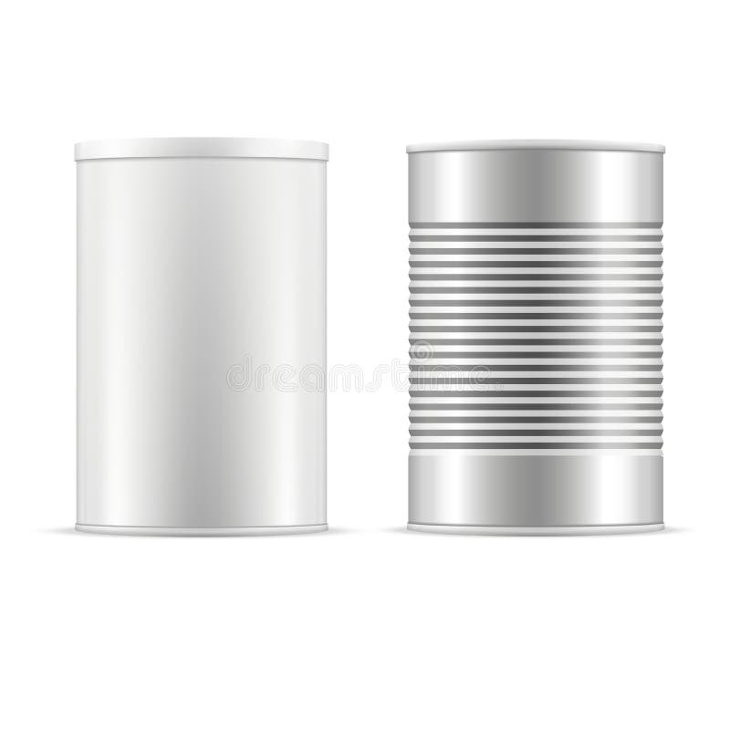 Set of Tin Cans. White Tin Can with Cap. Stock Vector - Illustration of ...