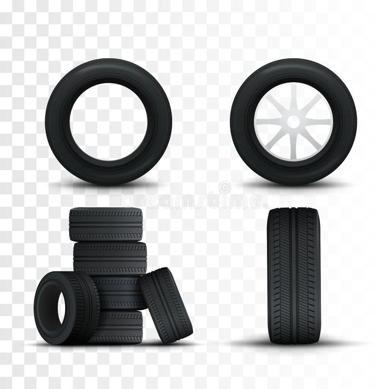 Set of Tires and Car Wheels. Vector Template Stock Vector ...