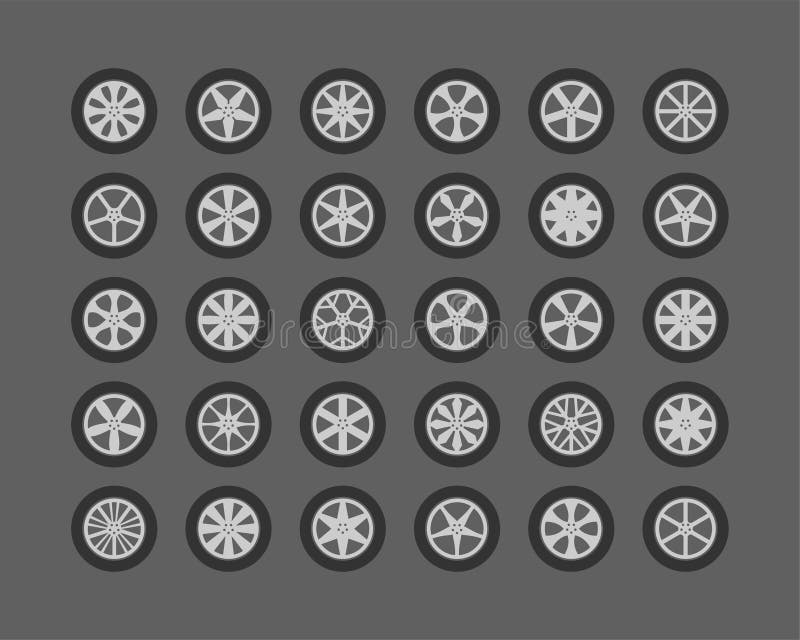 Set Tires and Wheels. Disc Wheel Car Icon Vector Stock Vector ...